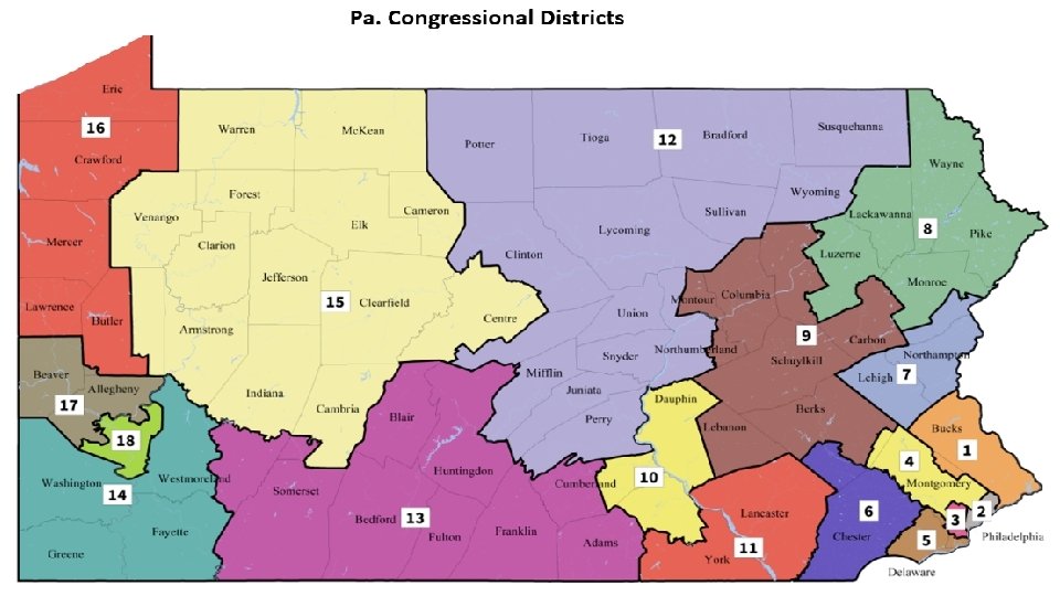 2013 2018 PA Congressional map Note 3 key