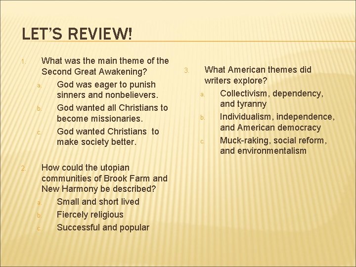 SOCIAL MOVEMENTS AND REFORM THE SECOND GREAT AWAKENING