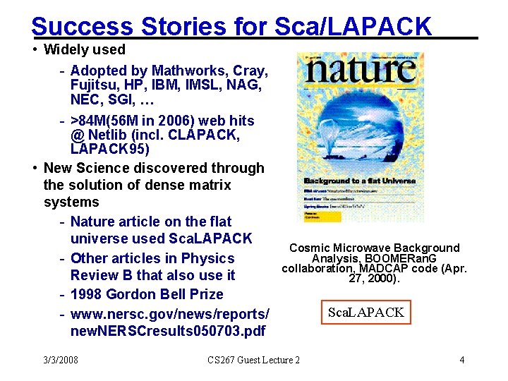 CS 267 Dense Linear Algebra Parallel Gaussian Elimination