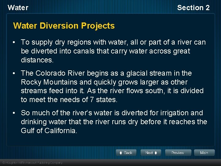 Water Section 2 Objectives Identify patterns of global
