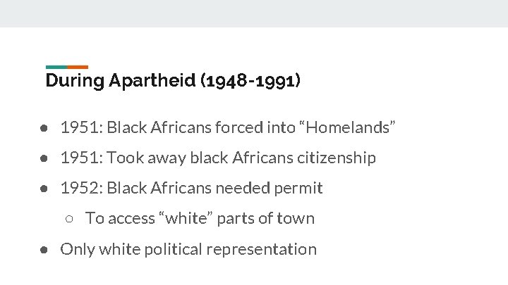 South African Apartheid A brief history Background info