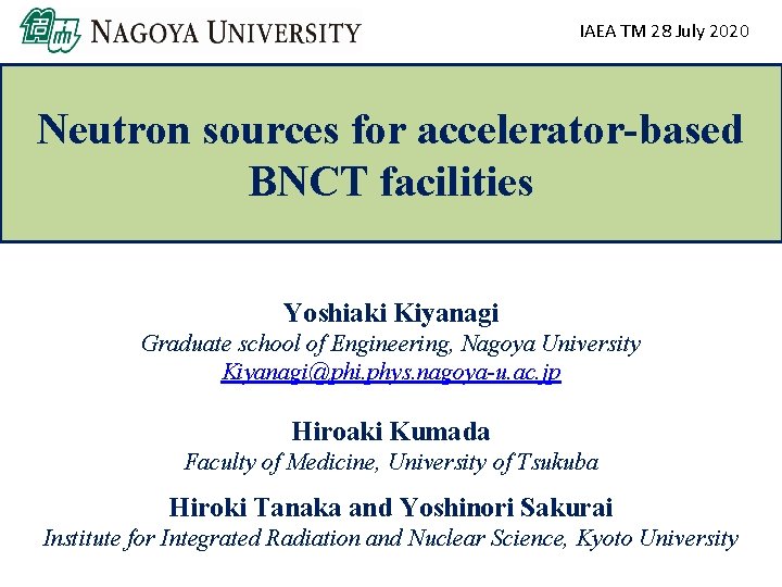 IAEA TM 28 July 2020 Neutron sources for