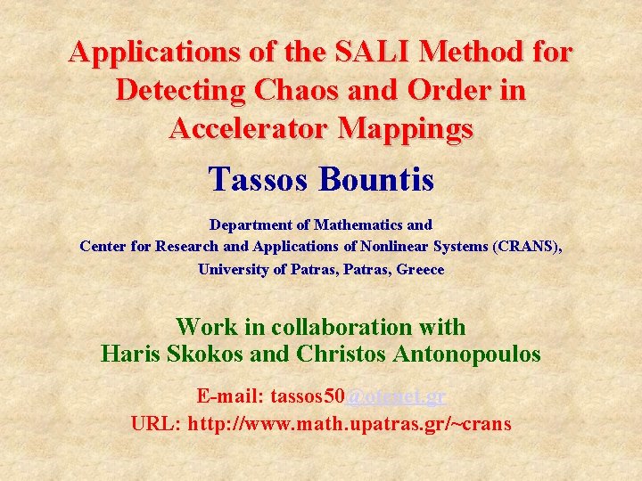 Applications of the SALI Method for Detecting Chaos