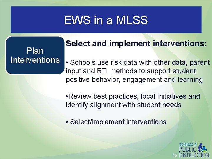 Developing a Statewide Early Warning System Doug White