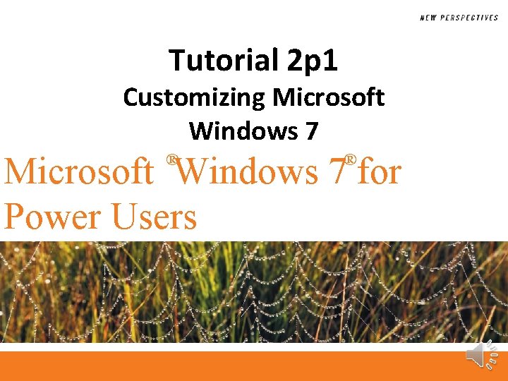 Tutorial 2 p 1 Customizing Microsoft Windows 7