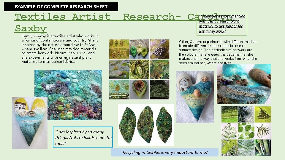 Bridlington School Textiles Department The Big Question How