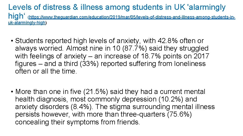 Levels of distress illness among students in UK