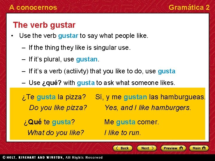 A conocernos Gramtica 2 The verb gustar por