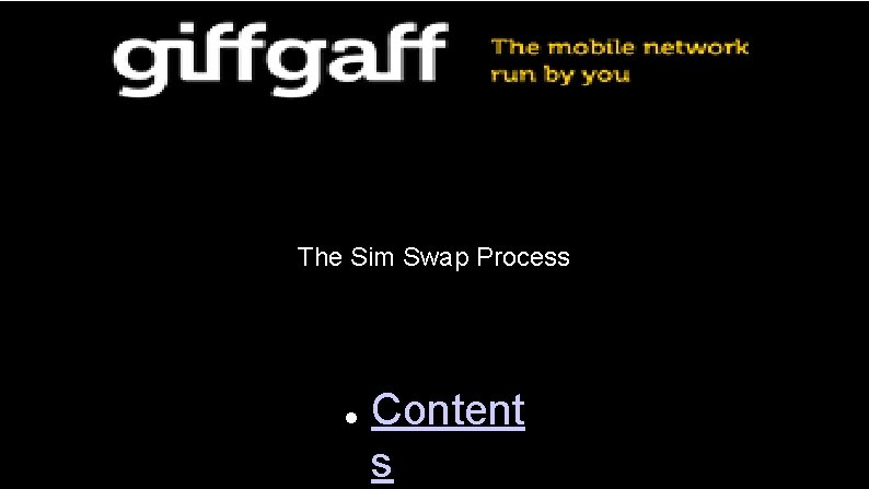 The Sim Swap Process Content s Contents What