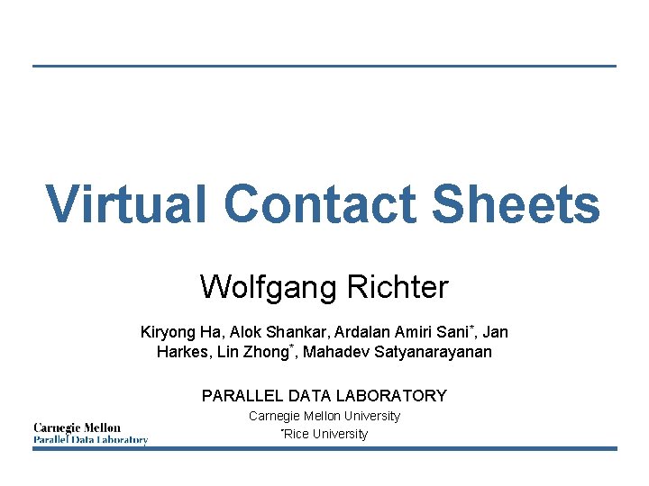 Virtual Contact Sheets Wolfgang Richter Kiryong Ha Alok