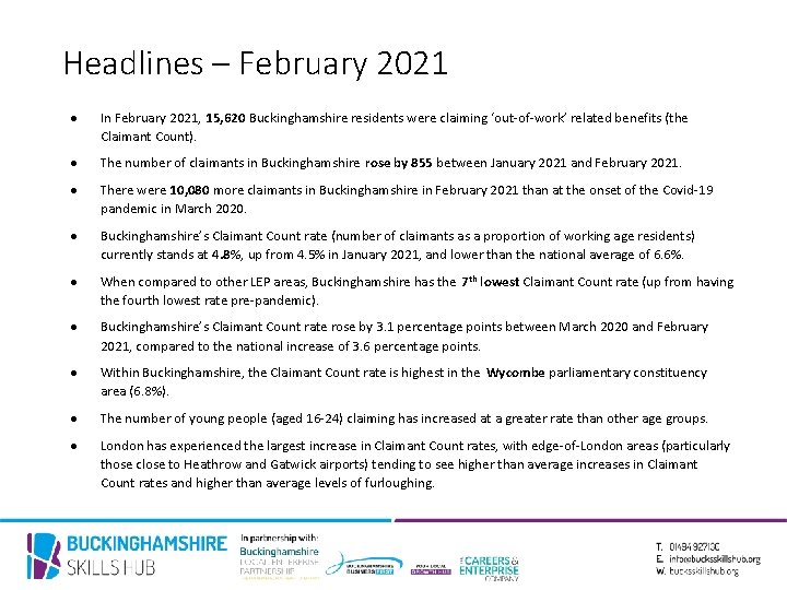 Buckinghamshires Claimant Count and Alternative Claimant Count March