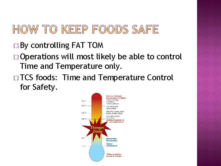 Objective Identify factors that affect foodborne bacteria FAT
