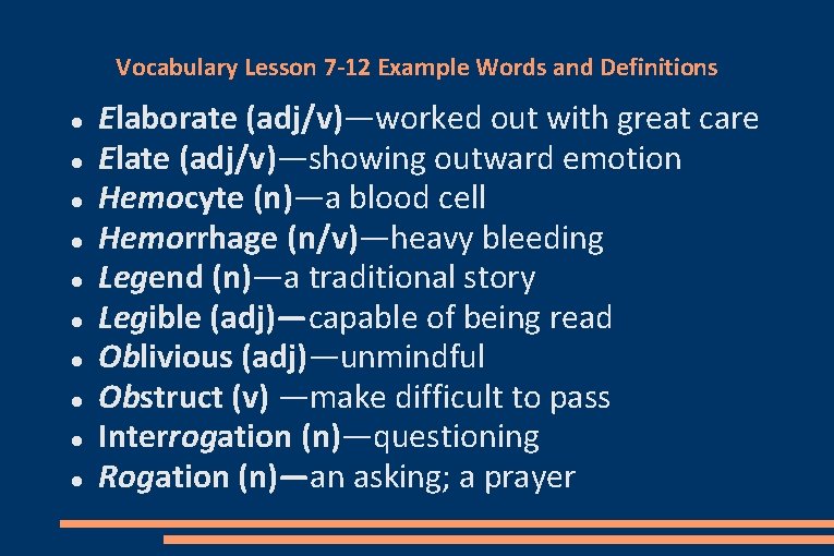 Vocabulary Lesson 7 12 Please get ready to