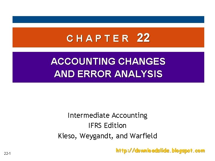 CHAPTER 22 ACCOUNTING CHANGES AND ERROR ANALYSIS Intermediate