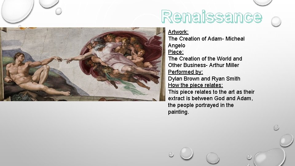 Renaissance Artwork The Creation of Adam Micheal Angelo