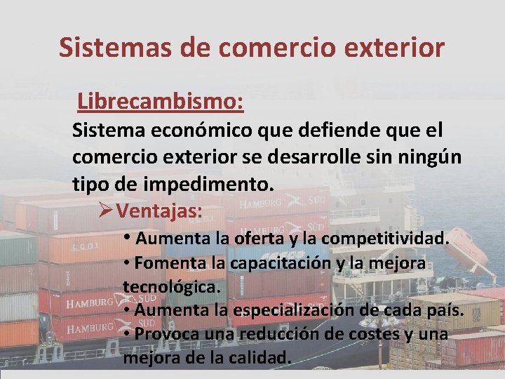 El comercio internacional Concepto Intercambio de bienes y