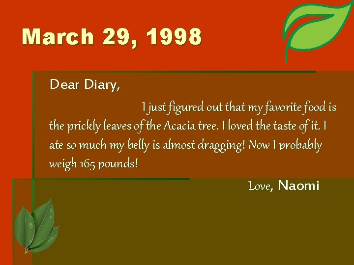 Diary of a Giraffe by Julia fourth grade
