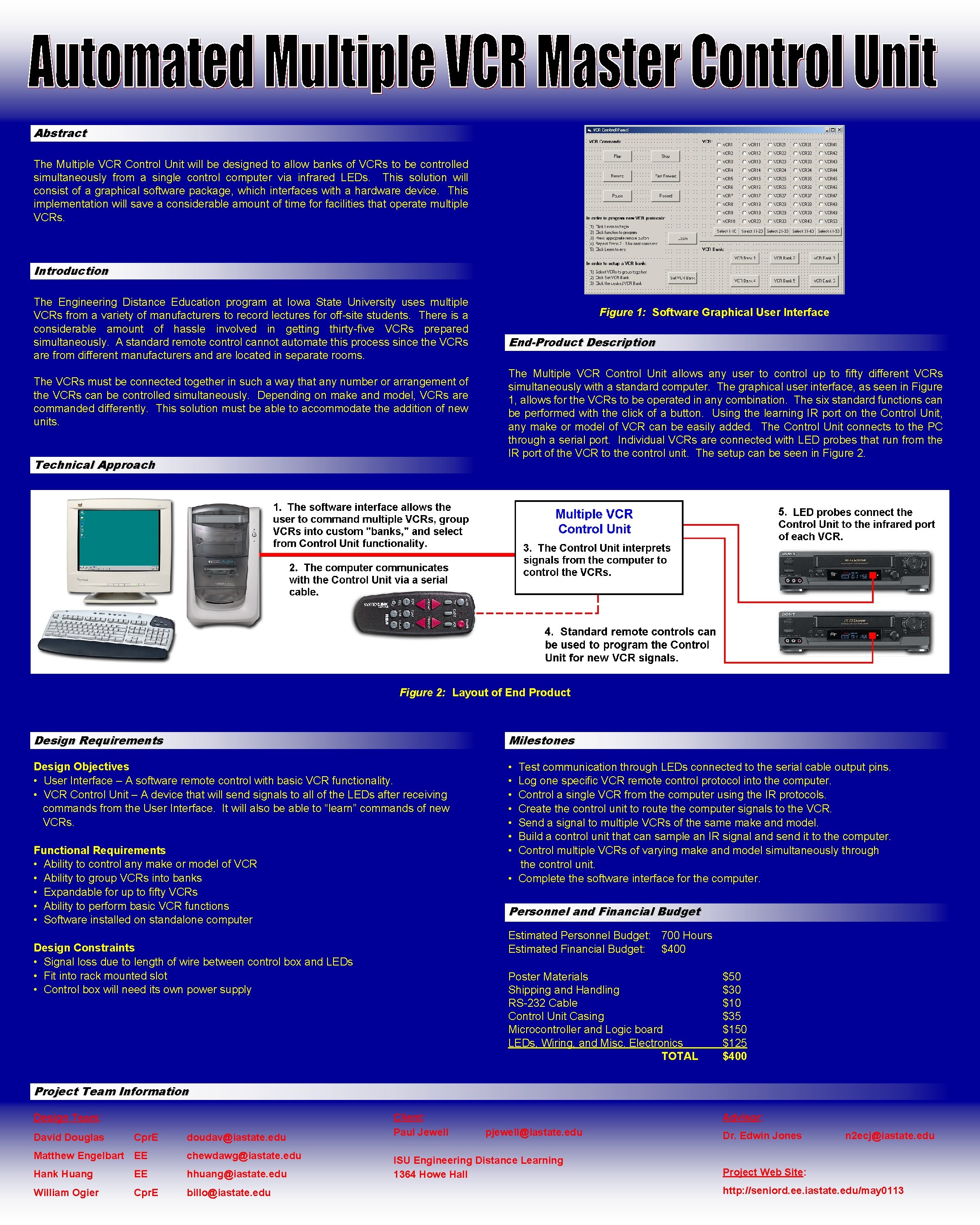 Abstract The Multiple VCR Control Unit will be