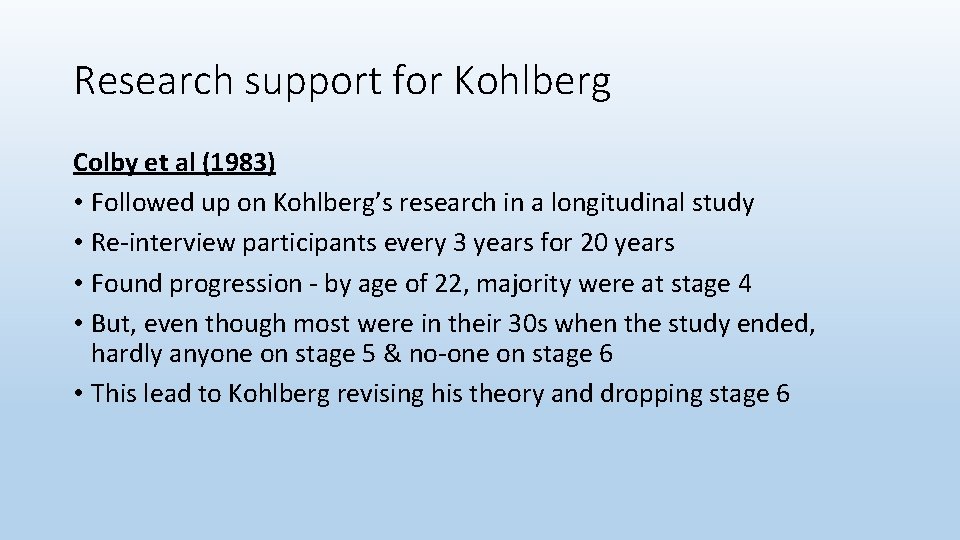 Moral Development Kohlbergs stages Learning Objectives To define