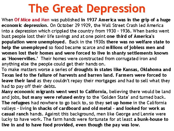 TeacherofEnglish com Of Mice and Men GCSE Literature