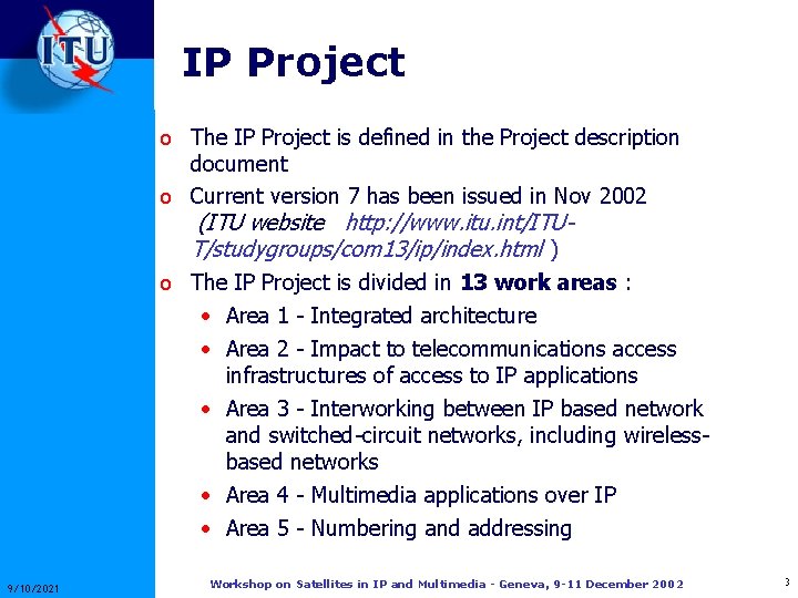 IP and NGN Projects in ITUT JeanYves Cochennec