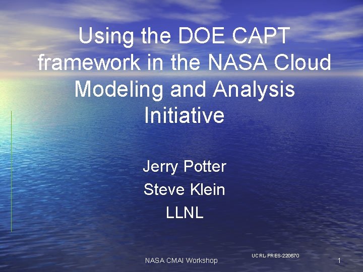 Using the DOE CAPT framework in the NASA