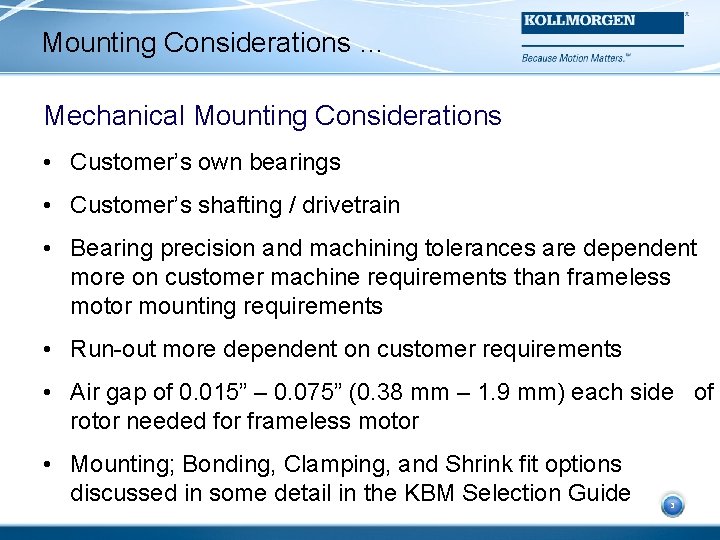Kollmorgen Frameless Motor Mounting Practices Bonding with Structural