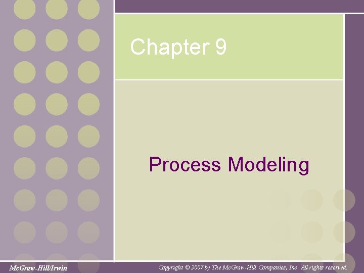 Chapter 9 Process Modeling Mc GrawHillIrwin Copyright 2007