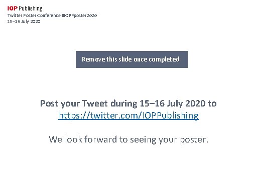 Twitter Poster Conference IOPPposter 2020 15 16 July