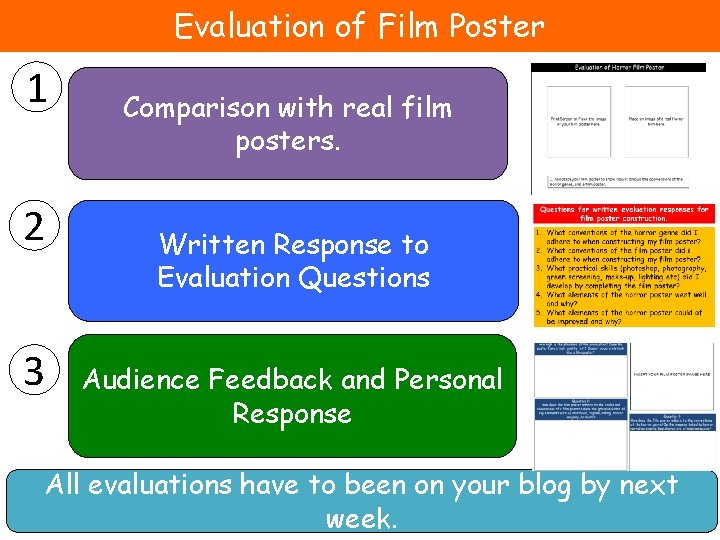 Evaluation of Film Poster 1 2 3 Comparison
