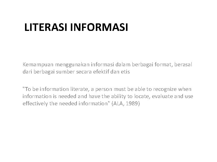 LITERASI INFORMASI Pelatihan Literasi Informasi Pustakawan Perpustakaan UIN