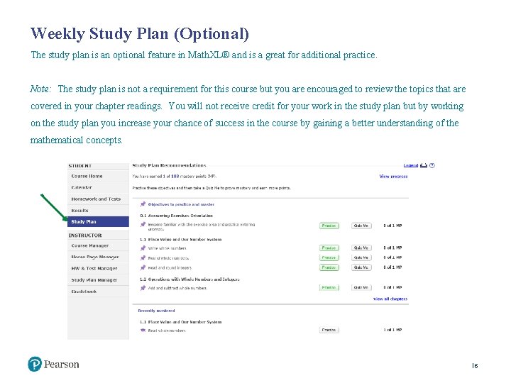 Math Xl Student Overview Qrb501 Pearsons Math Xl