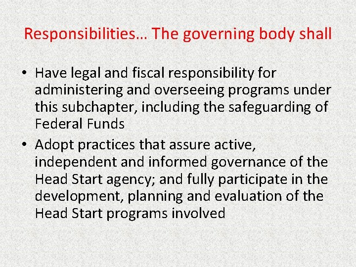 Governing Board Training Understanding Head Start Accountability and