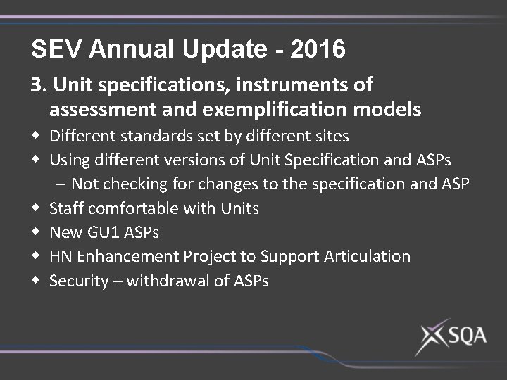SEV Annual Update 2016 Business Graded Units Business