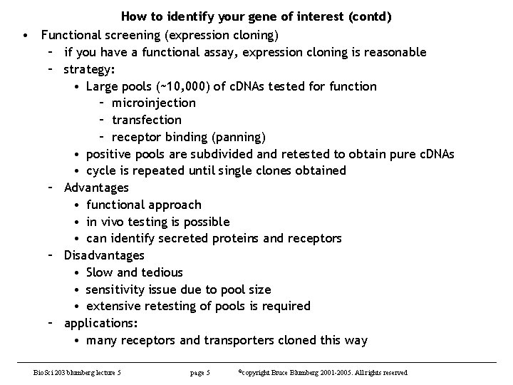 Bio Sci 203 bblecture 5 c DNA library