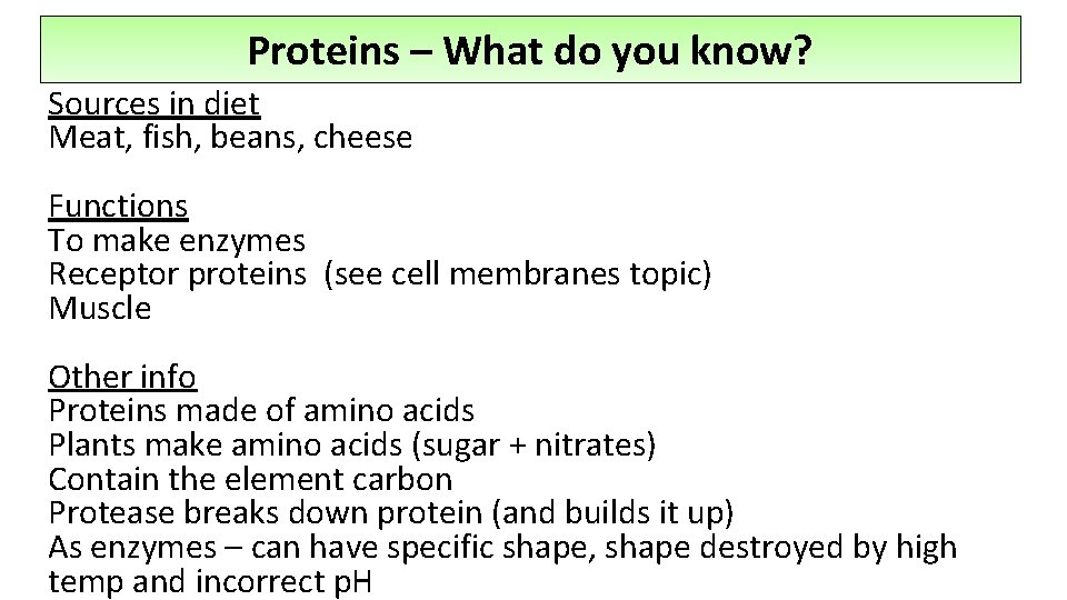Proteins What do you know Sources in diet