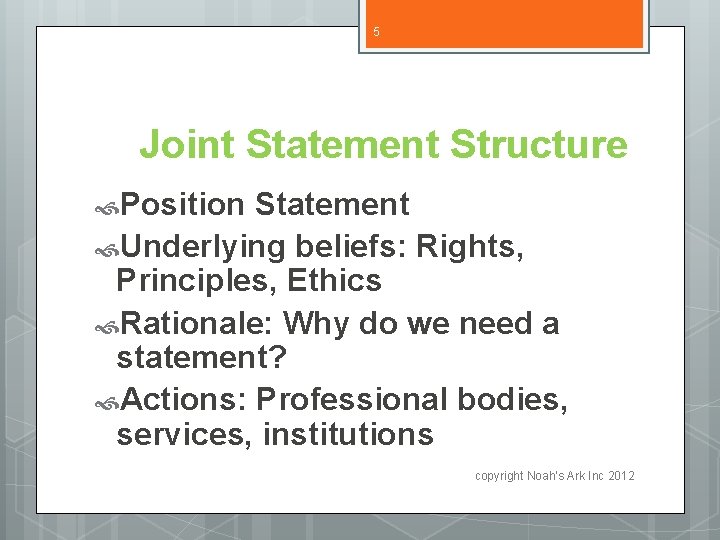 Development of the ECA and ECIA Joint statement