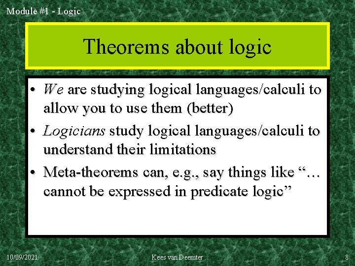 Module 1 Logic University of Aberdeen Computing Science