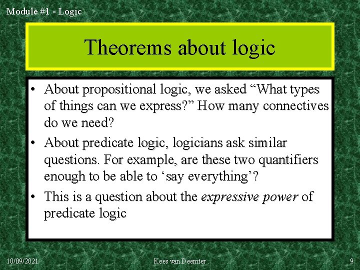 Module 1 Logic University of Aberdeen Computing Science