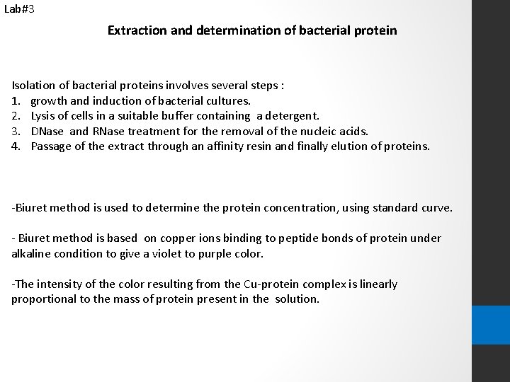 3 rd lab Extraction and Purification of Bacterial