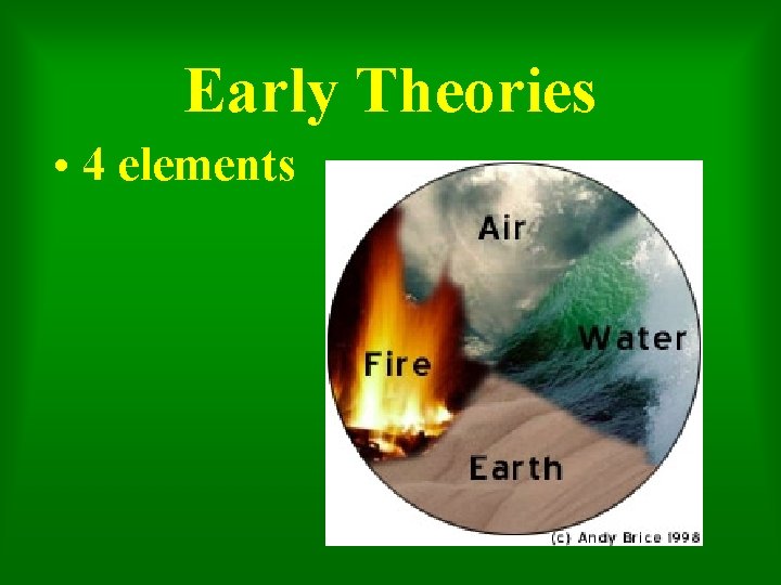 Chapter 3 Atomic Theory Early Theories 4 elements