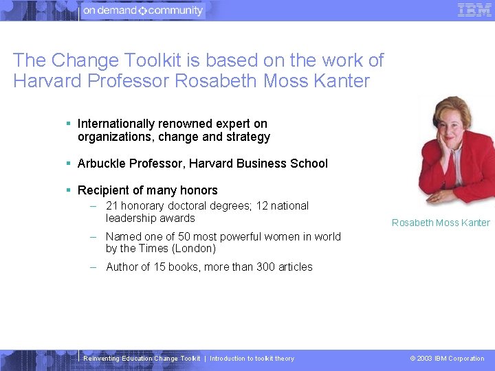 IBM Reinventing Education Change Toolkit theory How to