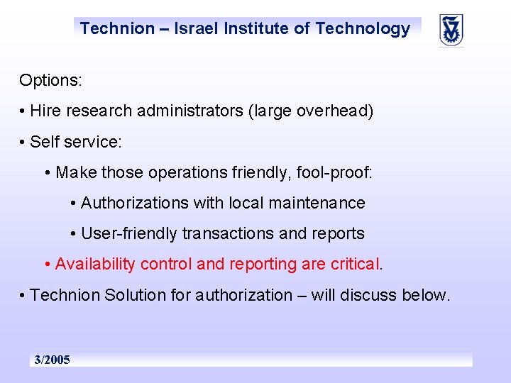 Technion Israel Institute of Technology Budget a research
