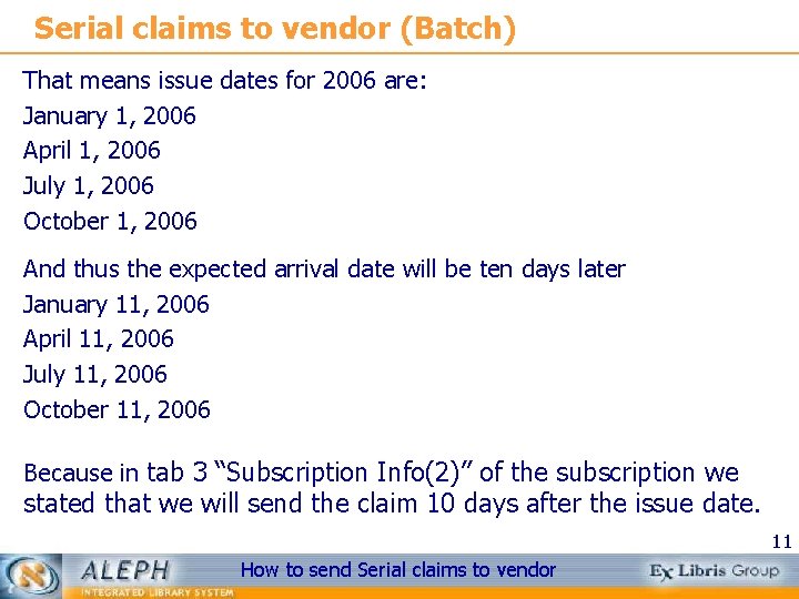 How to send Serial claims to vendor Batch