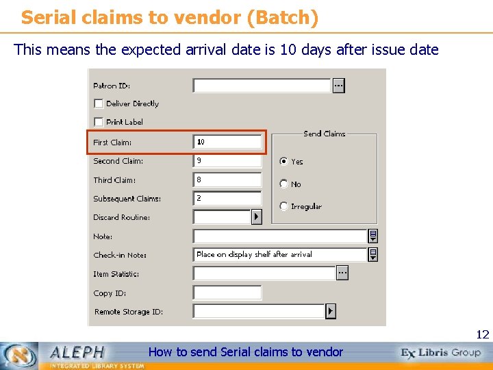 How to send Serial claims to vendor Batch