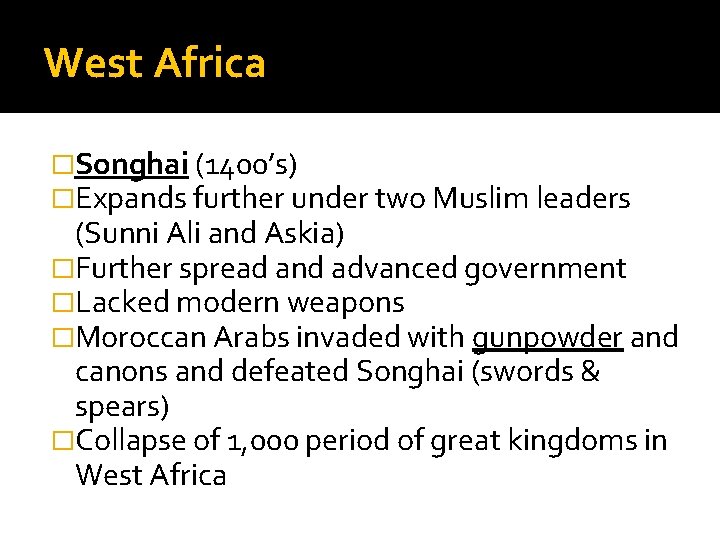 Africa Americas Islam Byzantine Russia Unit 2 Africa