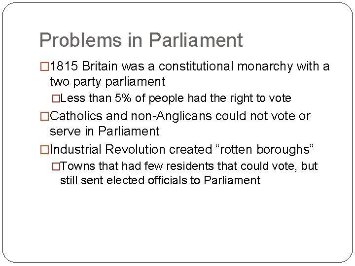 Reforming Britain Chapter 23 Sections 1 2 Problems