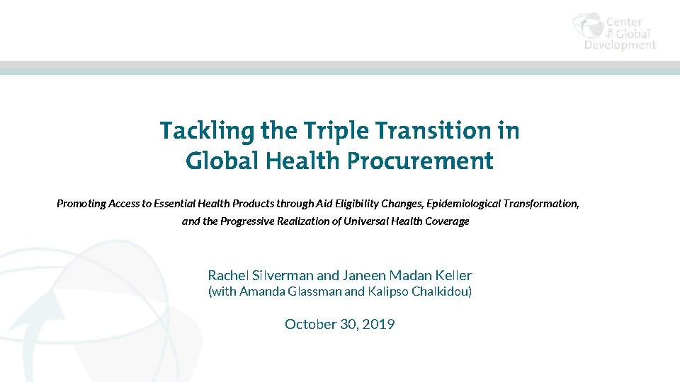 Tackling the Triple Transition in Global Health Procurement