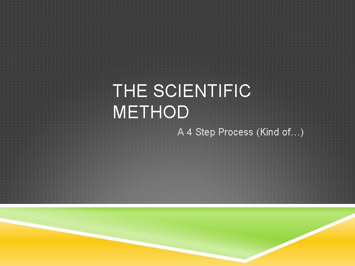THE SCIENTIFIC METHOD A 4 Step Process Kind