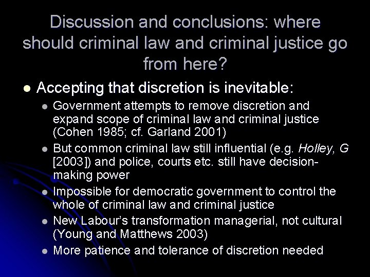Lecture 10 Conclusions where are criminal law and